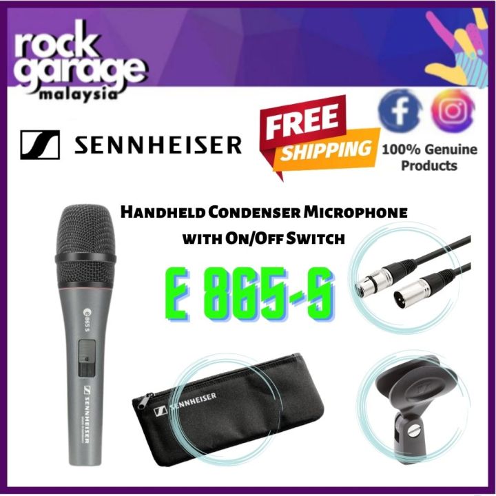 Sennheiser E 865-S Handheld Condenser Microphone with On/Off Switch and FREE Mic Cable (E865S/E ...