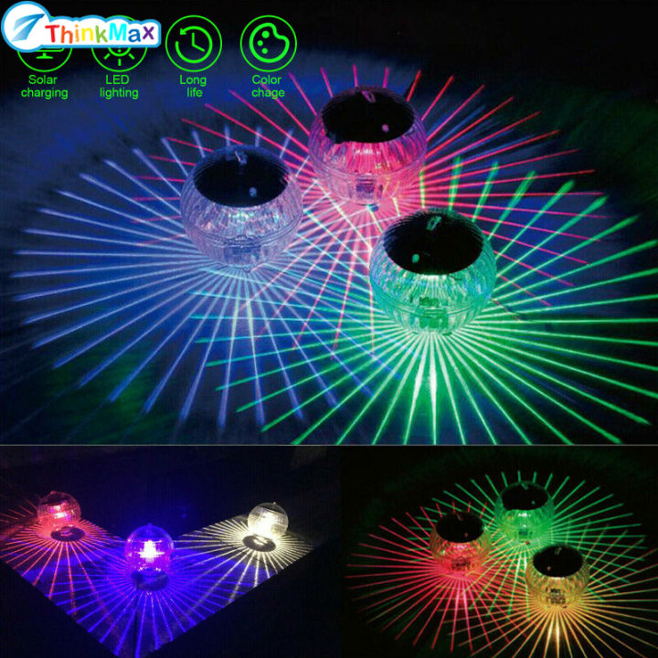 Outdoor Solar Led Floating Light Garden Pond Pool Lamp Rotating Rgb ...