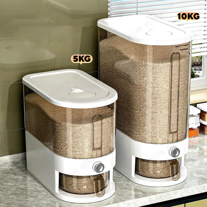 5KG 10KG Rice Dispenser Rice Storage Bucket Insect Moisture Proof ...