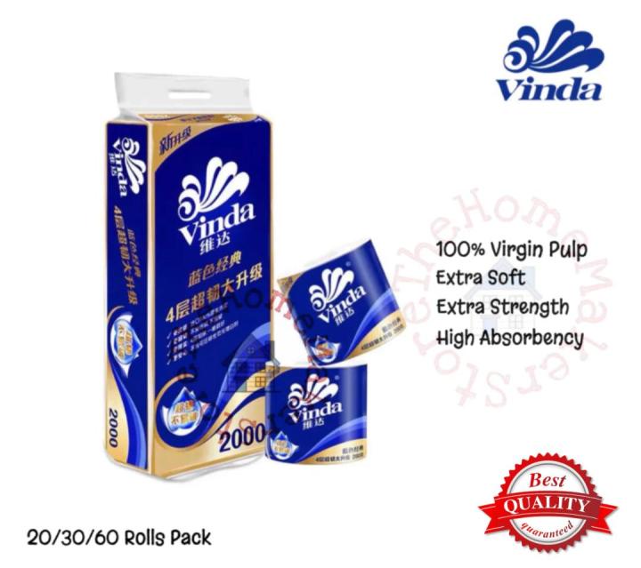 Vinda 100% Virgin Pulp (200g) Extra Soft 4 PLY Toilet Roll | Toilet ...