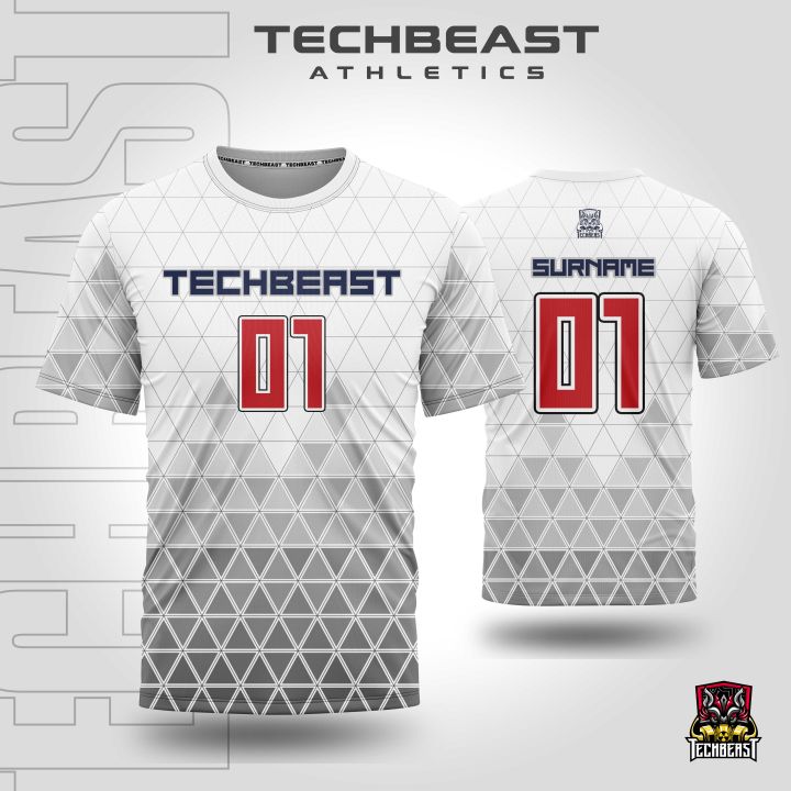 Geometric Gray T-shirt Full Sublimation Jersey Techbeast ( CUSTOM NAME ...