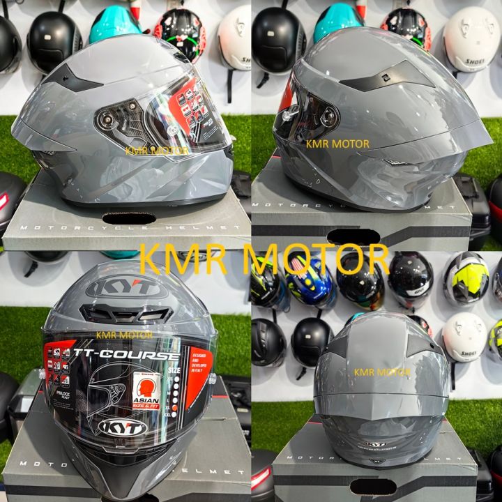 KYT TT COURSE PLAIN GLOSS WHITE/SILVER/MATT BLACK/ASPHALT GREY/MATT ...