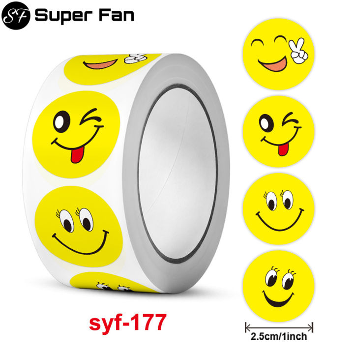 500pcs/roll smiley face sticker for kids toys decoration teacher reward ...