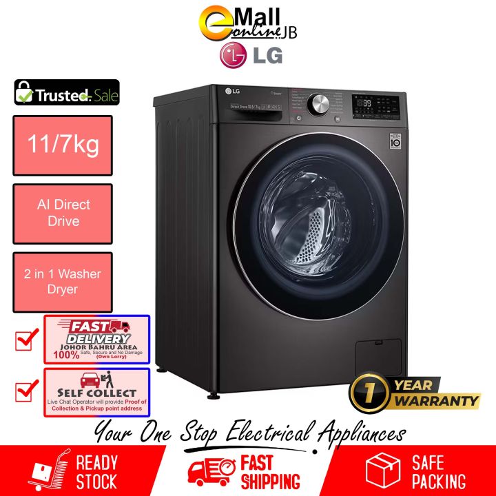 ( Delivery for Johor Bahru JB only ) LG 11/7kg FV1411H3BA Front Load Washer Dryer with AI Direct ...