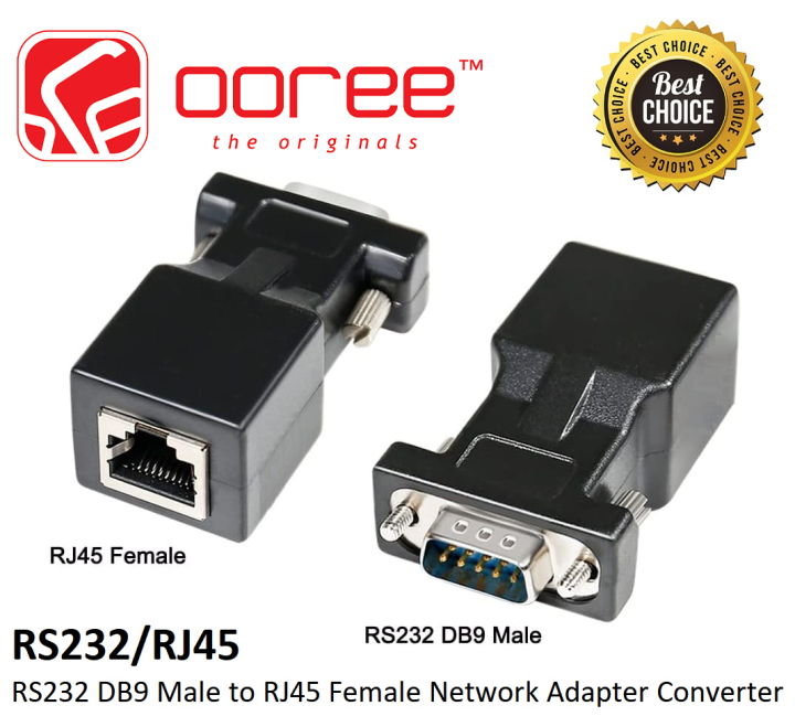 RS232 DB9 MALE TO RJ45 FEMALE NETWORK ADAPTER ETHERNET CONVERTER FOR ...