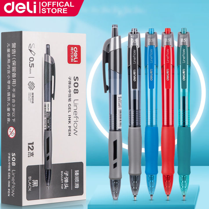 Deli Gel Pen 4 Colors 0.5mm Ballpen Bullet Tipquick Drying Sign Pen S08 ...