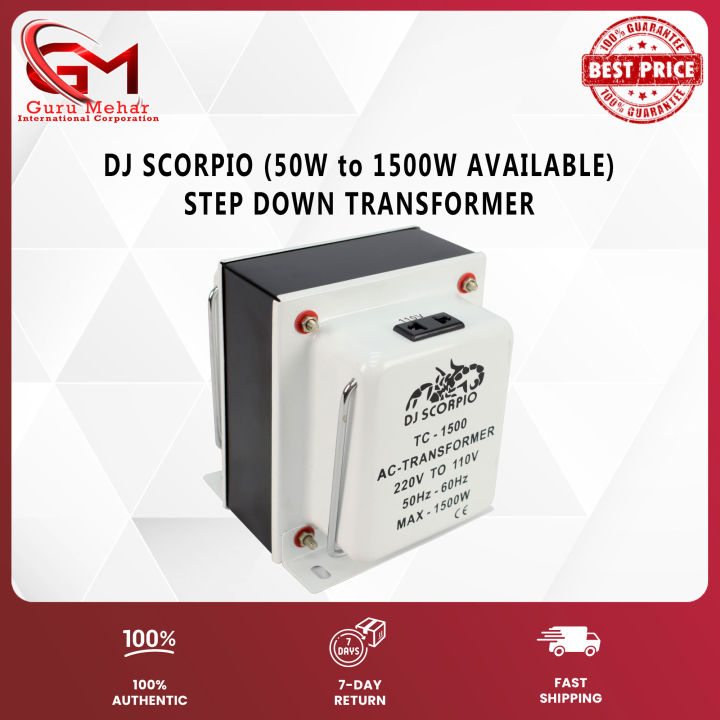 STEP DOWN TRANSFORMER (DJ SCORPIO) - 50 Watts to 1500 Watts Available AC Transformer 220V to ...