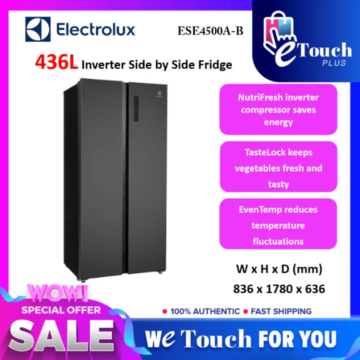 ELECTROLUX 2 Door 436L ESE4500A-B Side By Side Inverter Electronic Control Refrigerator Peti ...