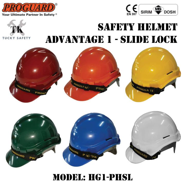 PROGUARD ADVANTAGE 1 SLIDE LOCK SIRIM DOSH SAFETY HELMET - TOPI ...