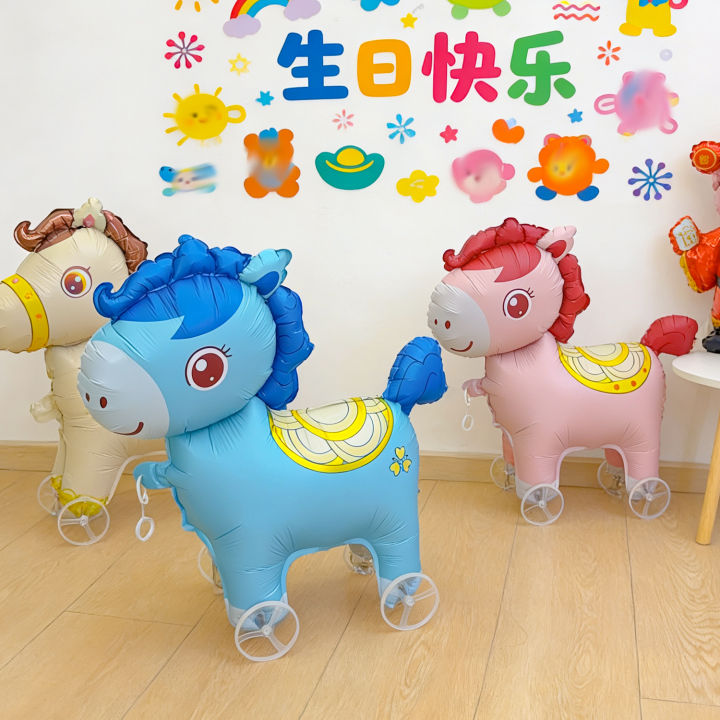 YESPERY Cute Pulley Pony Foil Balloon 2026 Chinese New Year Balloon Toy ...