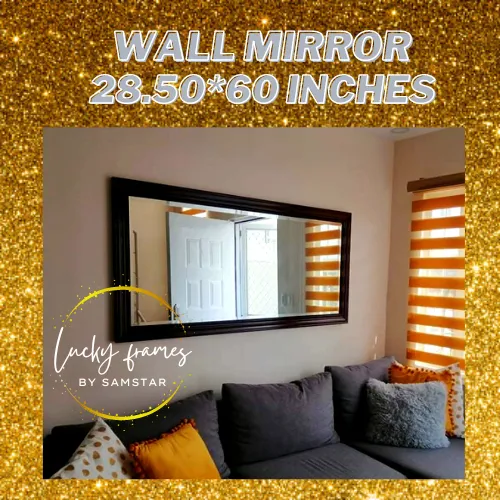 Wall Mirror Smooth Solid Wood Frame 28.50" by 60" RED MAHOGANY COLOR ...