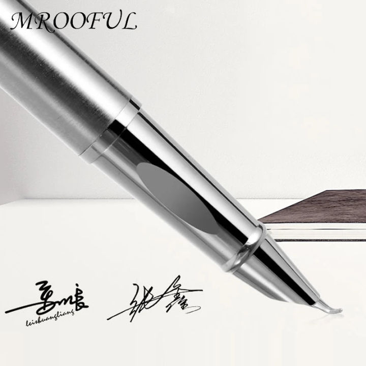 High Quality Fashion Silver Art Fountain Pens 0.8/1.3mm Curved Nib ...