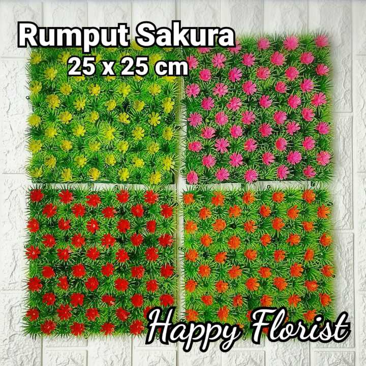 HAPPY Rumput Bunga Sakura 25 x 25 Cm Rumput Sintetis Palsu Artificial ...