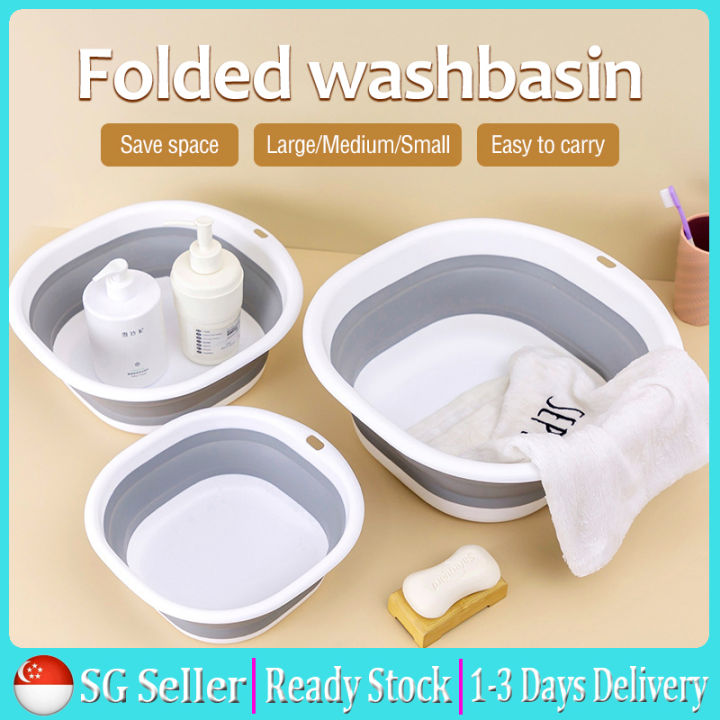 [SG Seller] Durable Collapsible Foldable Pail Bucket Foldable Bathroom ...