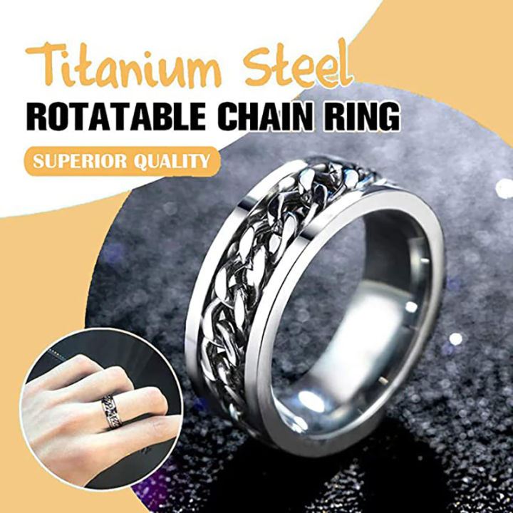 LivingEa Ring Bottle Opener Titanium Steel Chain Rotation Rings Unisex Excellent Gift | Lazada PH
