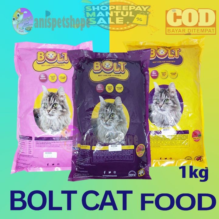 Bolt Makanan Kucing Kering 1kg dan 800g | Lazada Indonesia