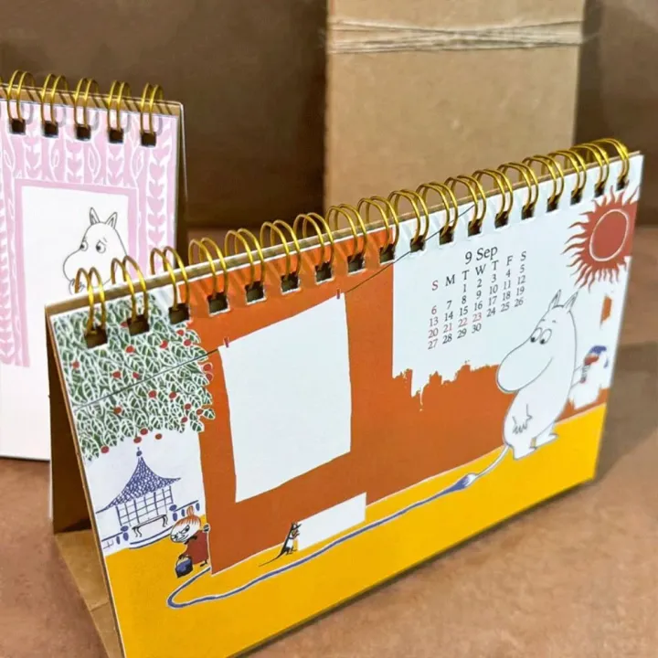 SHIRUI Flip Schedule 2026 Moomin Desk Calendar with Memo Notes Coil ...