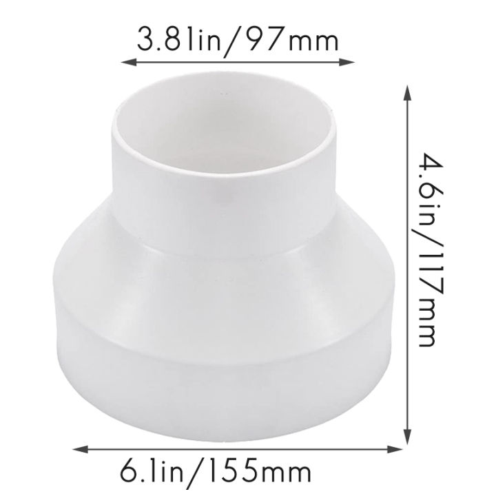 Ventilation Pipe Reducer Adapter Pipe Air Duct Adapter Pipe Connector ...