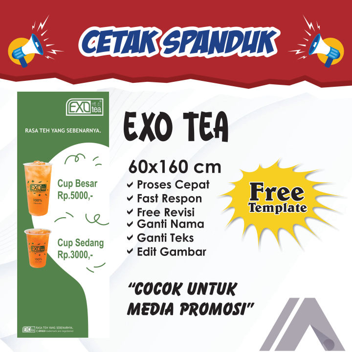 Cetak Spanduk Banner es teh exo 60x160 bisa custom | Lazada Indonesia