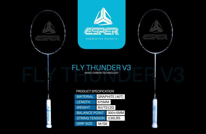 Fly Thunder V3 | Esper Badminton Racket | Nano Carbon Technology | High ...