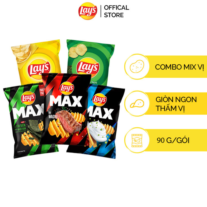 Combo 5 Lay’s Tự Nhiên Tảo Biển 90G, Max Wagyu Kem Chua Tảo Biển 75G ...