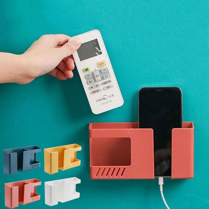 1 Pc Wall Mounted Box Remote Control Phone Organizer Mobile Plug Holder ...