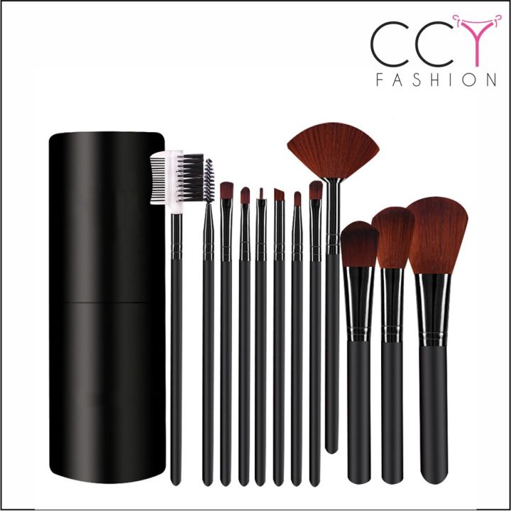 CCY FASHION - Kuas Alat Make Up Kosmeti Tabung 12 Pcs Brush 12 Set In ...