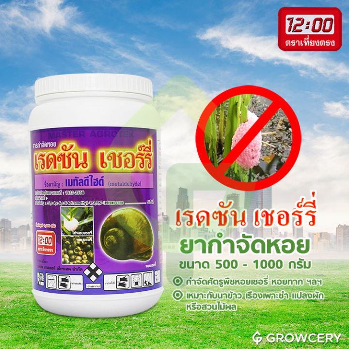 [G] สารกำจัดหอย เรดซัน เชอร์รี่ เมทัลดีไฮด์ ขนาด 500, 1000 กรัม ยี่ห้อ ตราเที่ยงตรง (ใช้ป้องกัน ...
