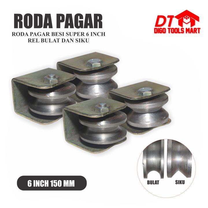Roda Pagar As Besi Super Tebal 6 Inci Rel Bulat Dan Rel Siku 1pcs ...