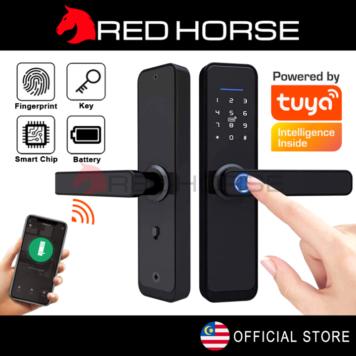 RED HORSE Tuya Smart Fingerprint Smart Door Lock Security Electronic ...