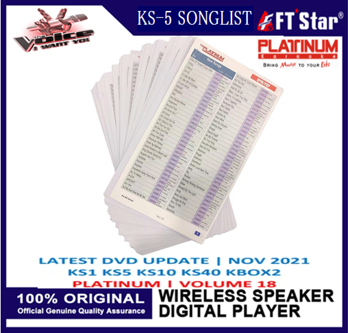 Updated/Complete Songlist for Platinum KS-10/KS-40/Junior 2/K-box/ KS-5 vol1-22 | Lazada PH