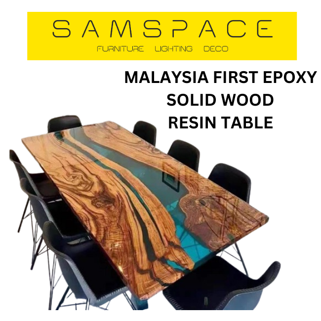 SamSpace Malaysia First Epoxy Resin Table Solid Wood Slab Dining Study ...