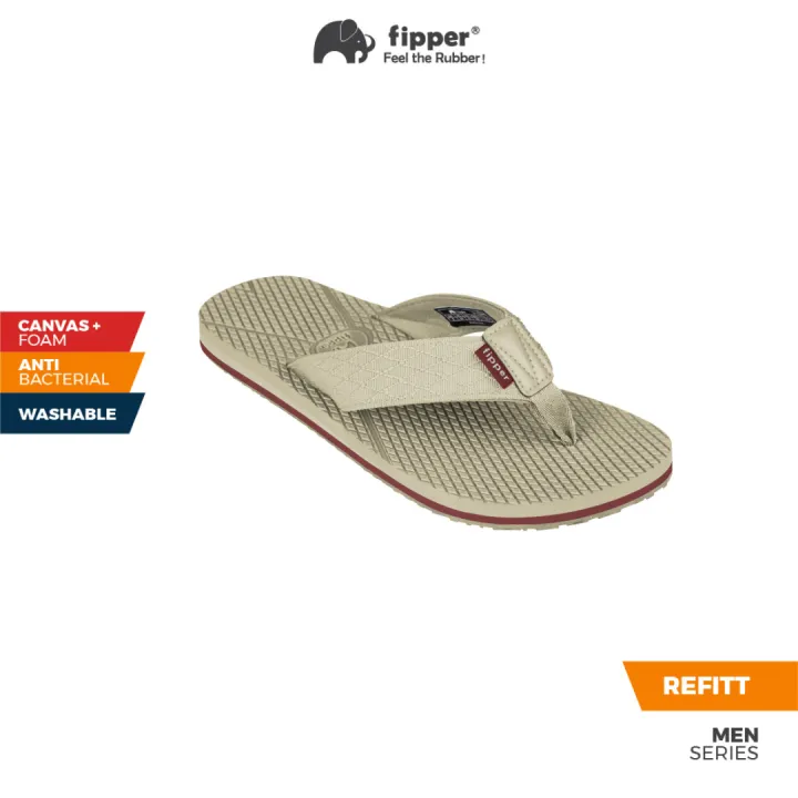 Fipper Slipper Refitt Non-Rubber for Men in Khakis / Maroon | Lazada