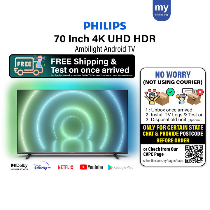 Philips 70 Inch 4K UHD HDR Ambilight Android TV 70PUT7906 | Lazada