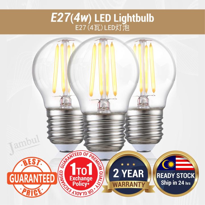 LED E27 (4W) Warm White Glass Bright Energy Saving Room Home Living ...