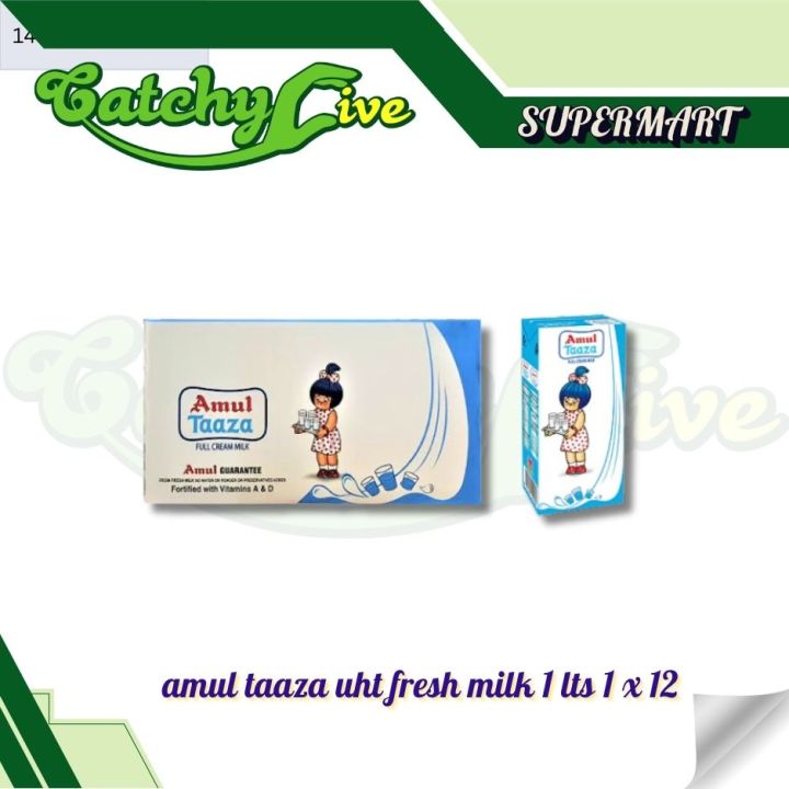 Amul Taaza UHT Fresh Milk Multipack 1L x 12 - High Calcium & Protein ...