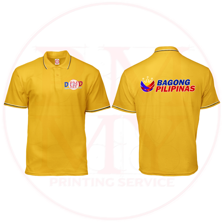 DepEd Bagong Pilipinas Yellow Gold with Stripe Ribbings Drifit Polo ...