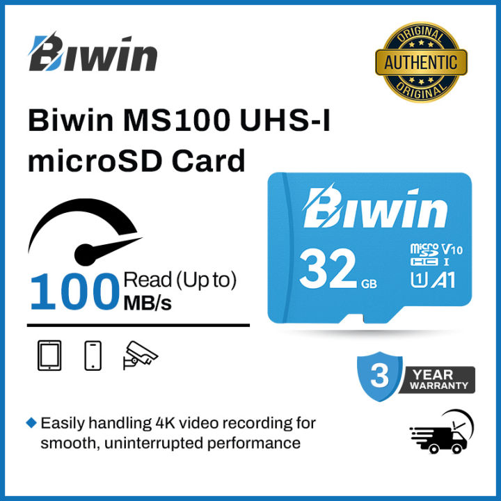 Biwin MS100 256GB Micro SDXC Card UHS-I A1 V30 U3 Class 10 MicroSD ...