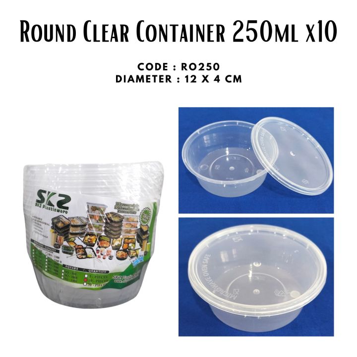 [ONHAND[ ROUND CLEAR CONTAINER 250ML X10 / TUPPERWARE / PLASTIC FOOD ...