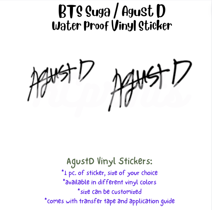 BTS Suga AgustD Sign Vinyl Sticker Decal Waterproof Fanmade | Lazada PH