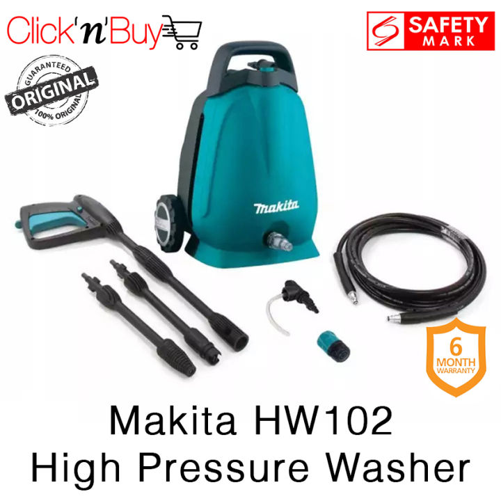 Makita HW102 High Pressure Washer. 100 Bar. 10 MPa. 5 Metres Hose Length. Safety Mark Approved ...