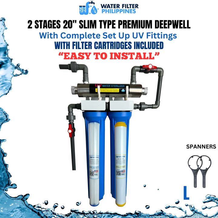Water Filtration System 2 Stages 20" Slim Type Deepwell Premium 2 GPM ...