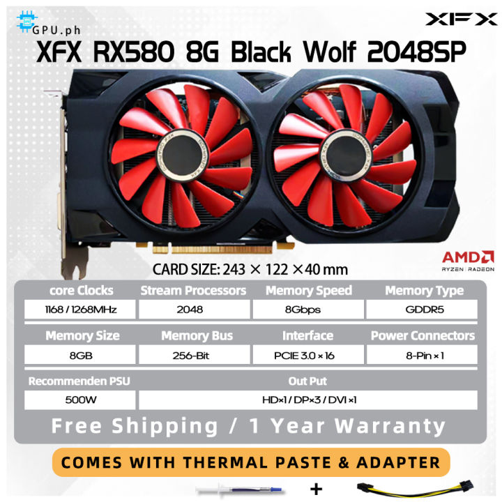 [90%NWE]Used XFX SAPPHIRE RX580 2048sp 8GB D5 DUAL FAN AMD Graphic ...