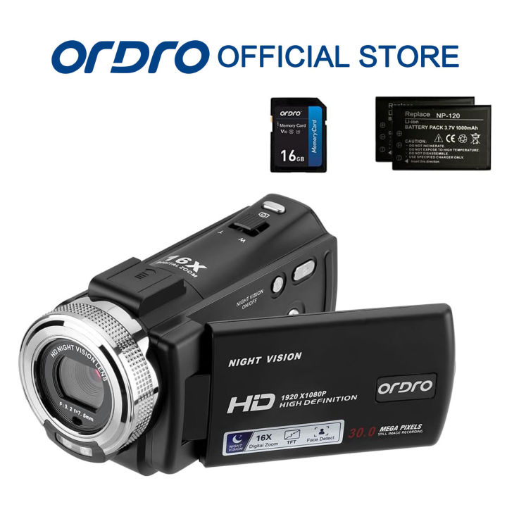 ORDRO Camcorder HDV-V12 1080P Vlog Camera 30FPS 30MP HD IR Night Vision ...