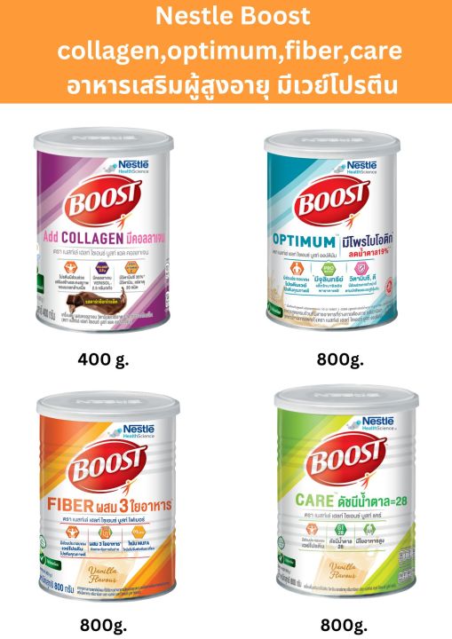 (พร้อมส่ง)Nestle Boost collagen,optimum,fiber,care อาหารเสริมผู้สูงอายุ ...