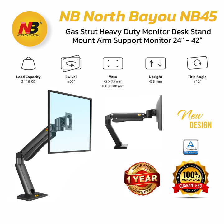 NB NB45 North Bayou Gas Strut Heavy Duty Monitor Desk Stand Mount Arm ...