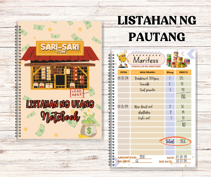 A&J Listahan ng Pautang Notebook Credit List Record Book 70 Pages Wire ...