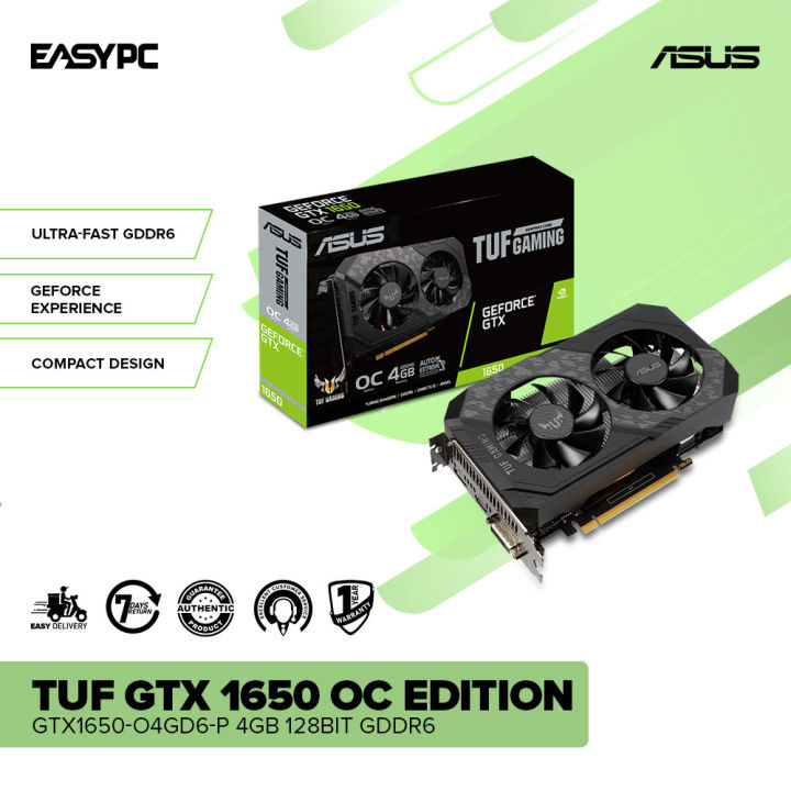 EasyPC | Asus TUF GTX 1650 OC TUF-GTX1650-O4GD6-P-V2-GAMING 4gb 128bit GDdr6 Videocard Graphic ...