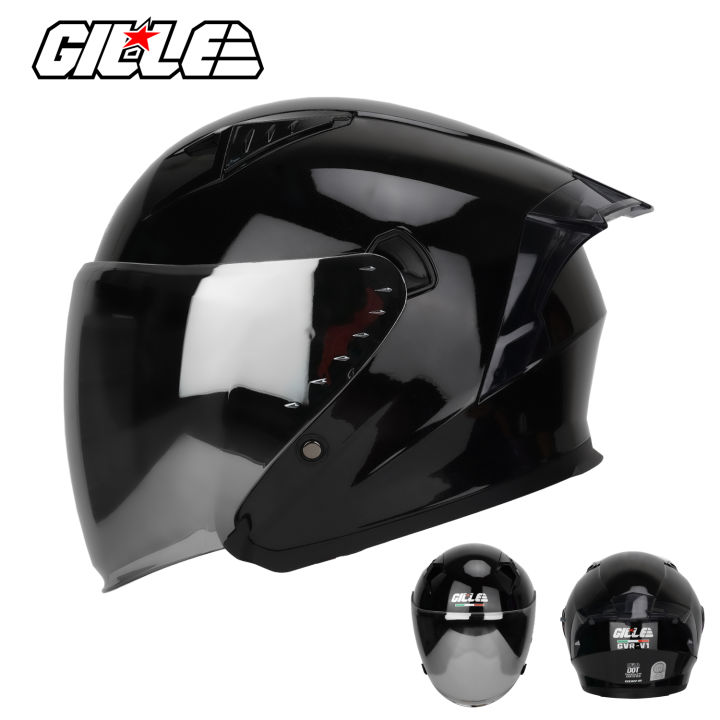 Gille Helmet 172 GVR-V1 PLAIN Motorcycle Helmets Half Face Dual Visor ...