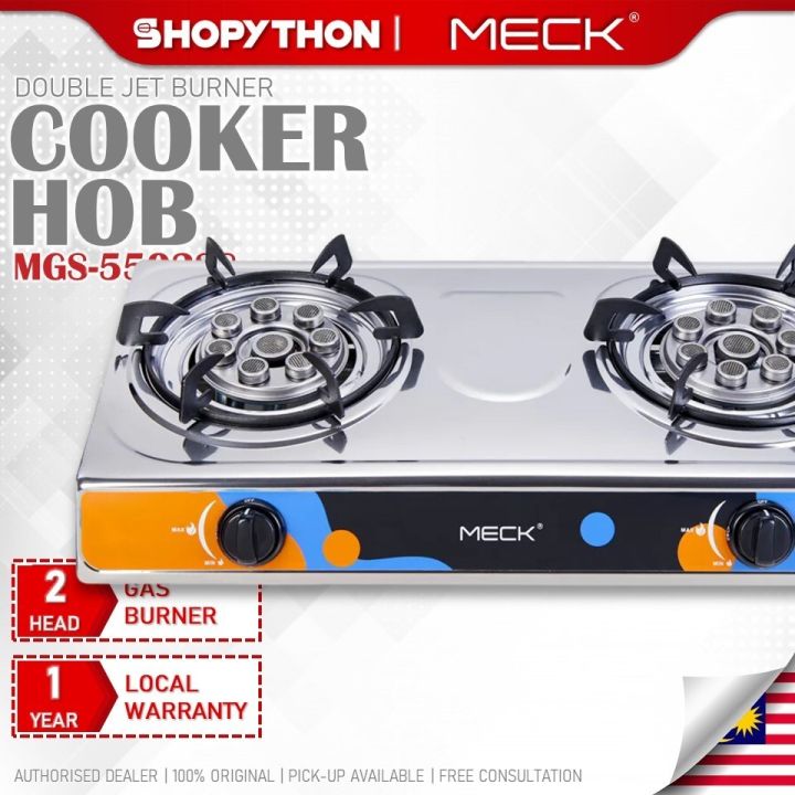 MECK Gas Stove Double Jet Burner MGS-5502SS Commercial Cooker Hob Dapur ...
